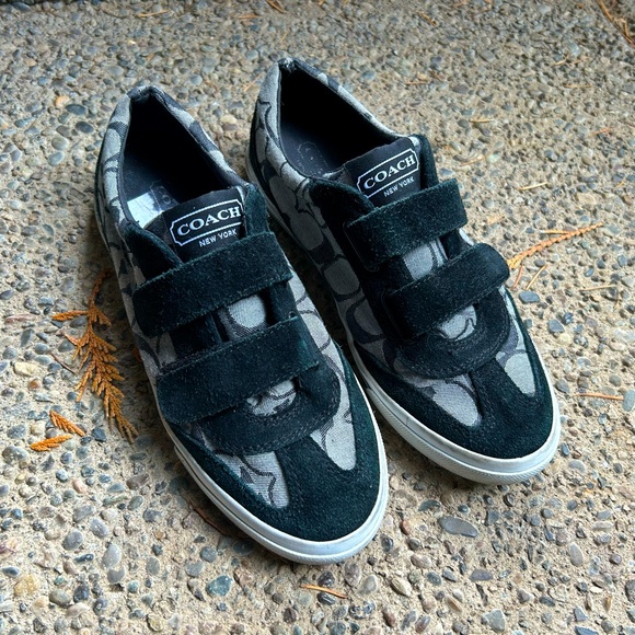 Coach | Shoes | Coach Priya Suede Velcro Logo Sneakers | Poshmark